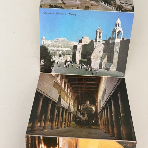 Office | 1 Vintage Jerusalem And Bethlehem Post Cards Joined Together ...